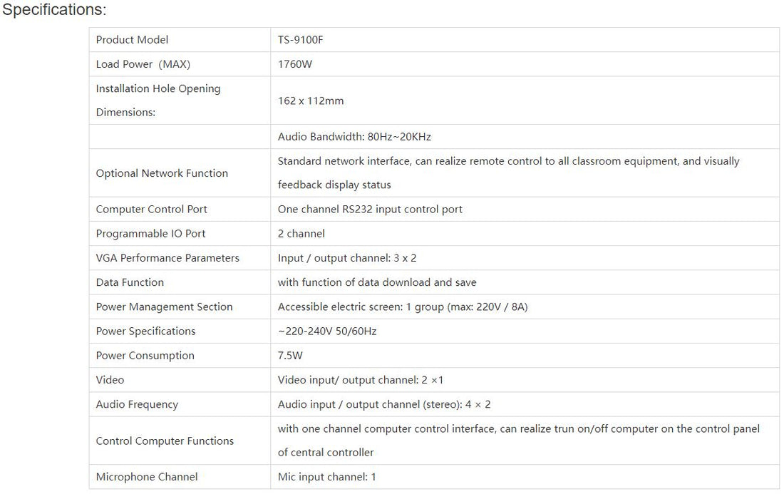 TS-9100F – ITC MALAYSIA - PA System | LED Screen Panel TV | Video Conferencing