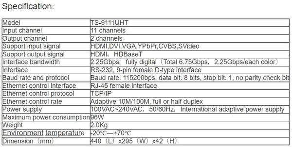 TS-9111UHT HD Seamless Mixer Matrix Switcher – ITC MALAYSIA - PA System ...