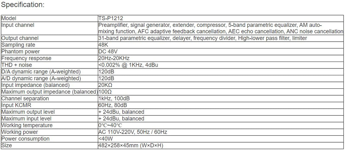 TS-P1212 12 Input and 12 Output Digital Audio Matrix Processor – ITC ...