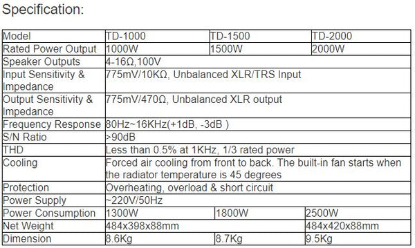 TD-1000, TD-1500, TD-2000 Digital Power Amplifier – ITC MALAYSIA - PA ...